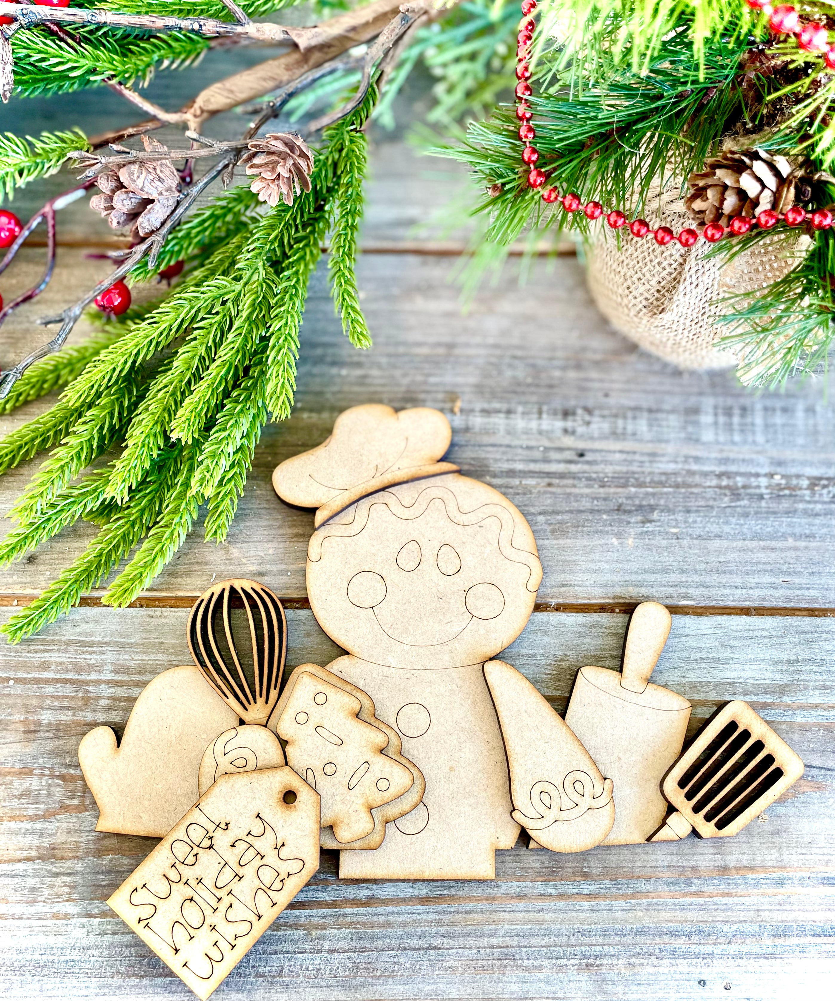 “Sweet Holiday Wishes” Baking Themed Gingerbread Man DIY Insert for Ba ...