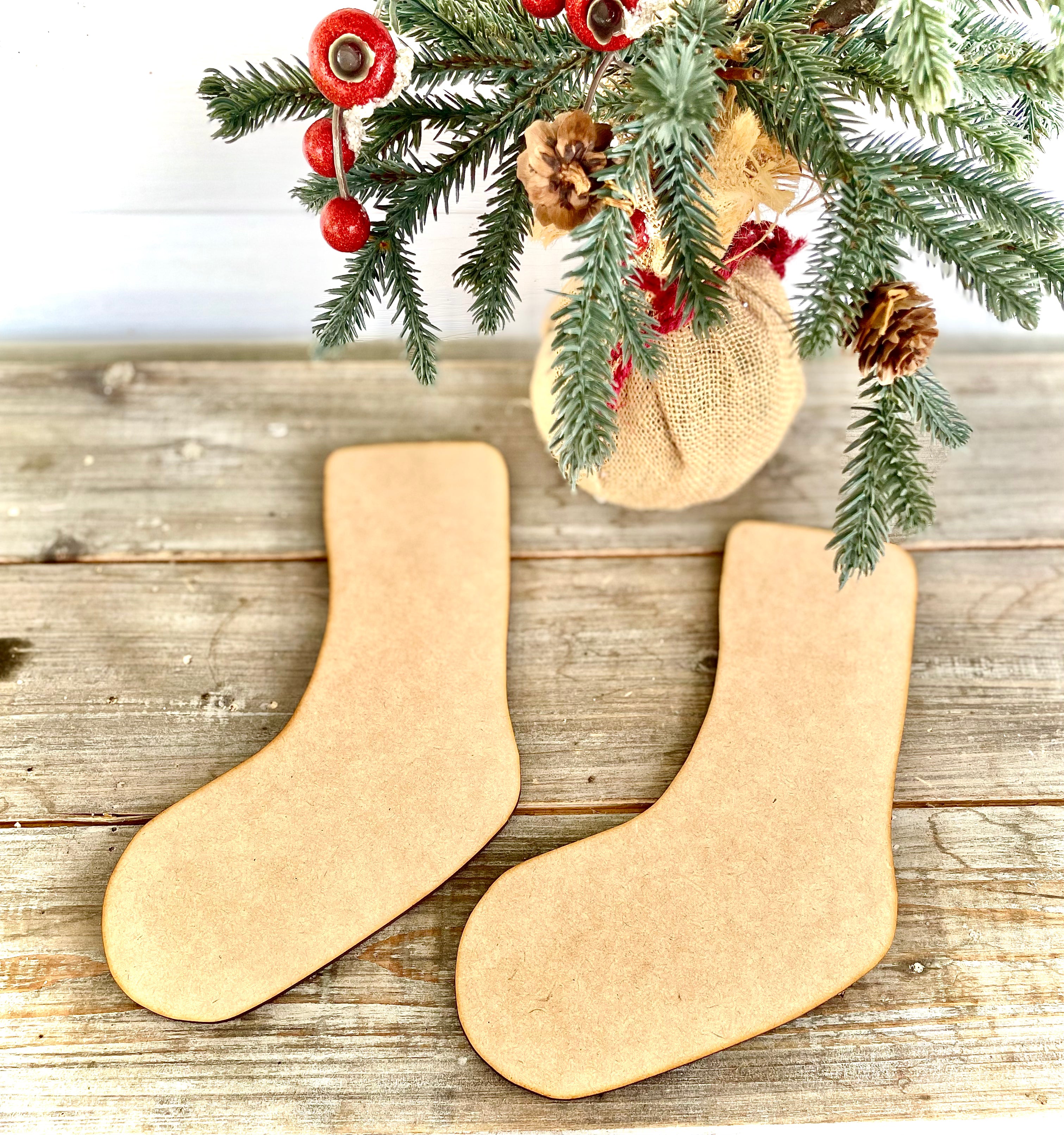 Large DIY Christmas Stocking Cutouts for Crafting (Set of 2) – Burlap ...